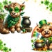 St Patrick Day Highland Cow Clipart, Highland Cow, Cute Saint Patrick ...