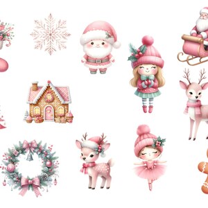 Pink Christmas Clipart, Digital Download, Cute Winter Clipart, Pink ...