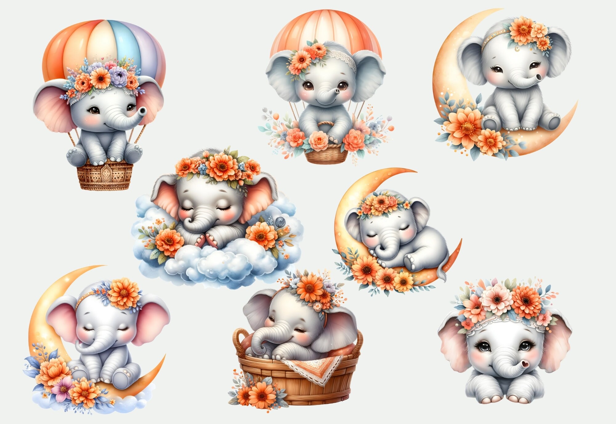 Watercolor Elephant Clipart, Cute Elephant PNG, Watercolor Clipart Png ...