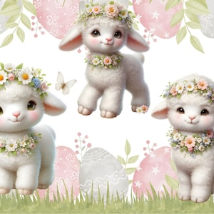 Watercolor Spring Lamb Clipart: Easter PNG Animal Graphics (digital ...
