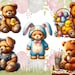 Watercolor Easter Teddy Bear Clipart, Spring Watercolor Clipart, Easter ...