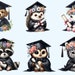 Watercolor Graduation Clipart PNG Bundle, Cute Animal Clipart ...