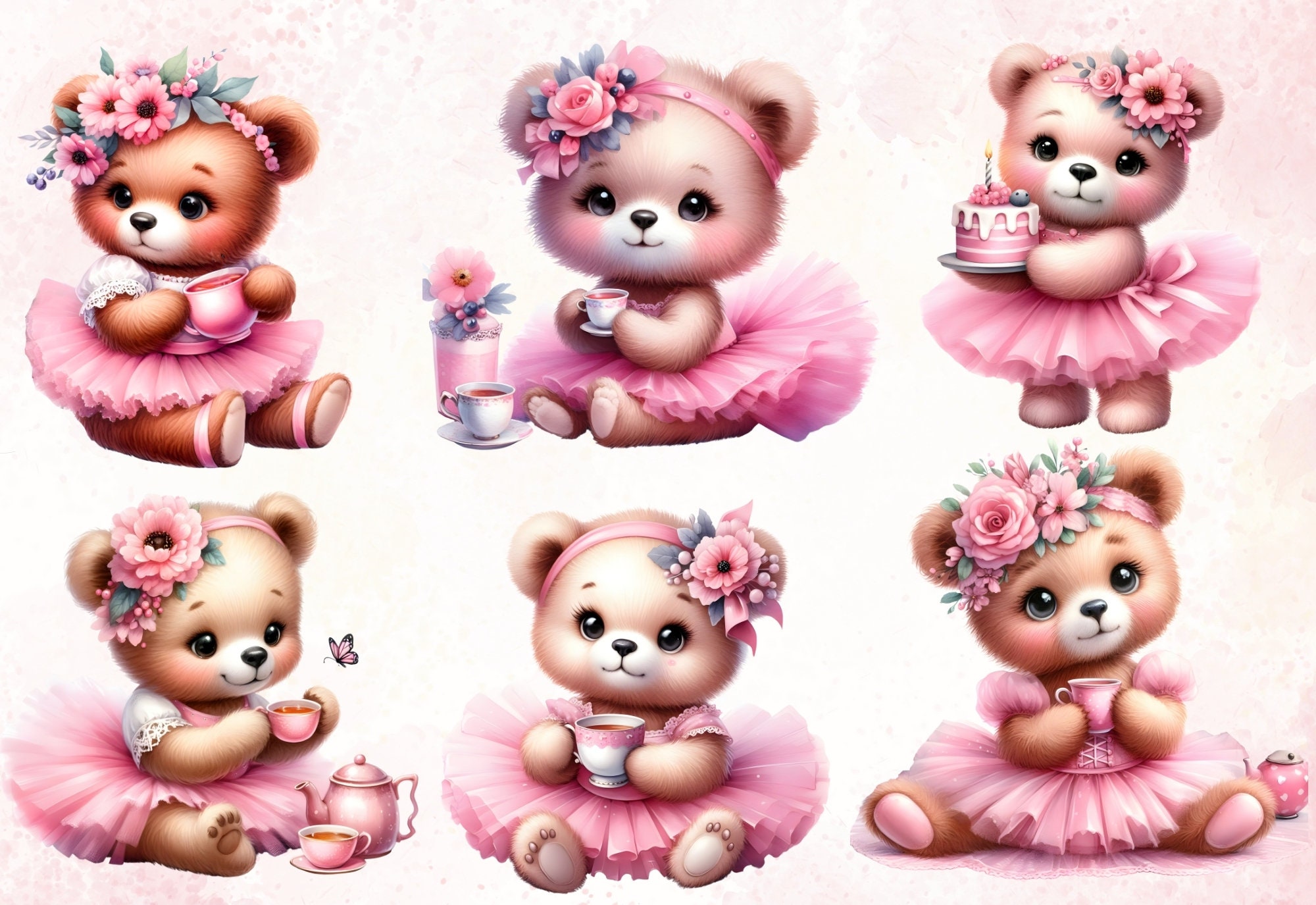 Tea Party Teddy Bears Clipart, Ballerina Bears, Teddy Bear Png Clipart ...