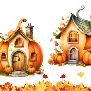 Pumpkin House Clipart, Autumn Fantasy House Clipart, Fall Clipart ...