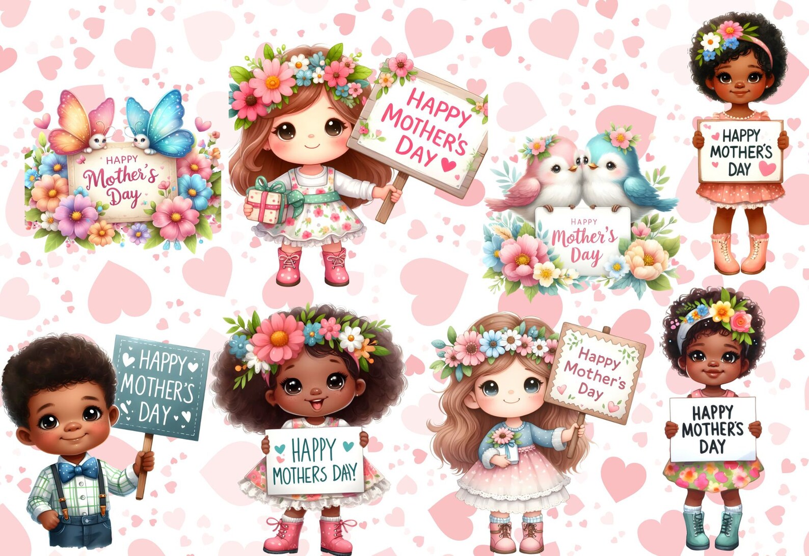Watercolor Mothers Day Clipart Images, Baby Animals Clipart, Cute ...