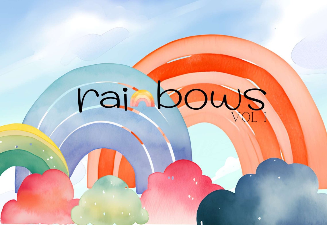 Watercolor Rainbow Clipart Rainbow PNG Boho Rainbow - Etsy