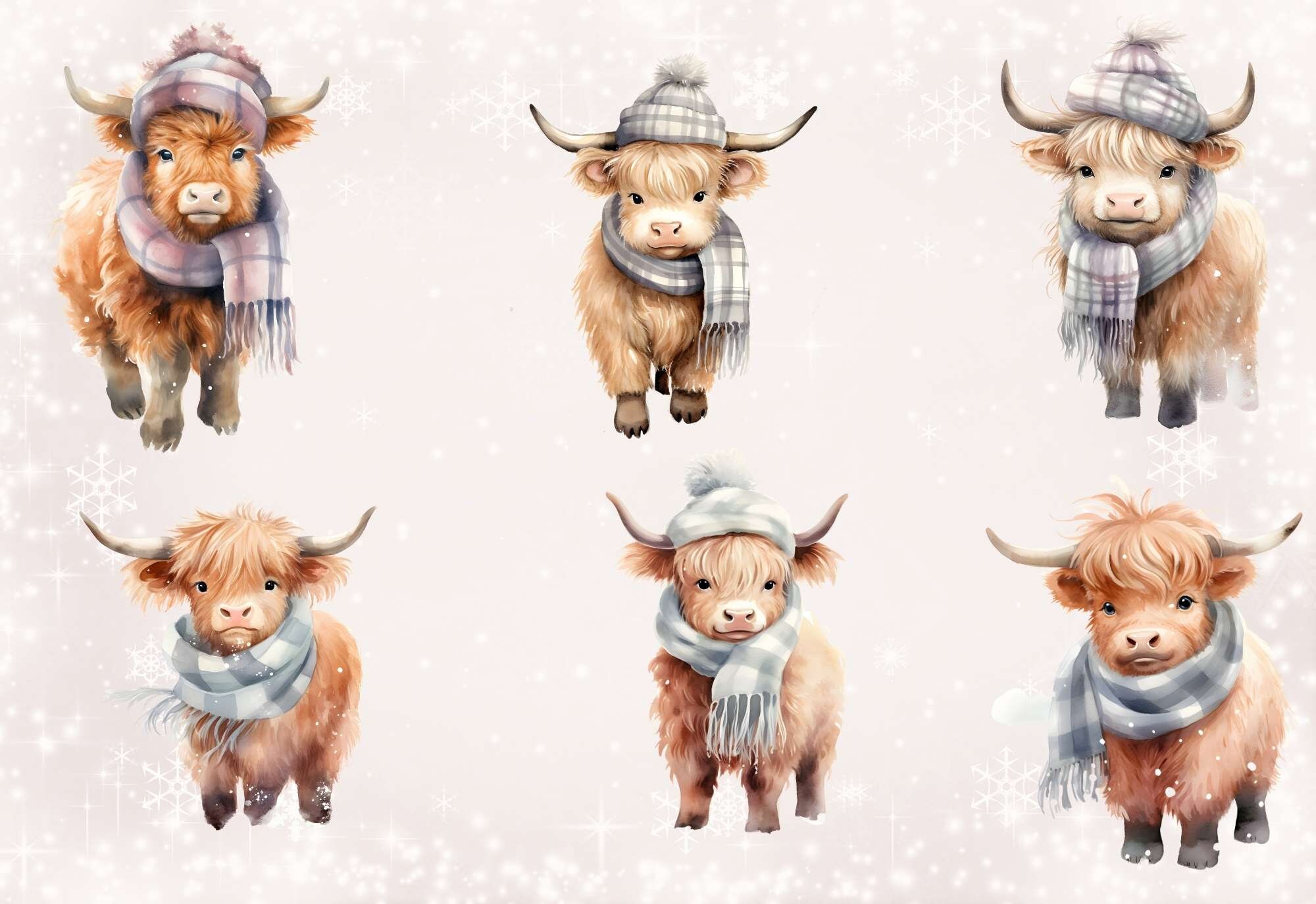 Highland Cow Winter Clipart Png, Nursery Print, Highland Cow Snow Png ...