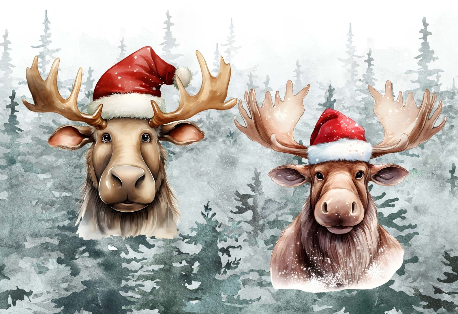 Watercolor Christmas Moose, Christmas Moose, Holiday Moose, Moose Png ...