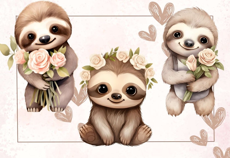 Cute Sloth Clipart, Safari Animal, Watercolor Sloths, Commercial Use ...