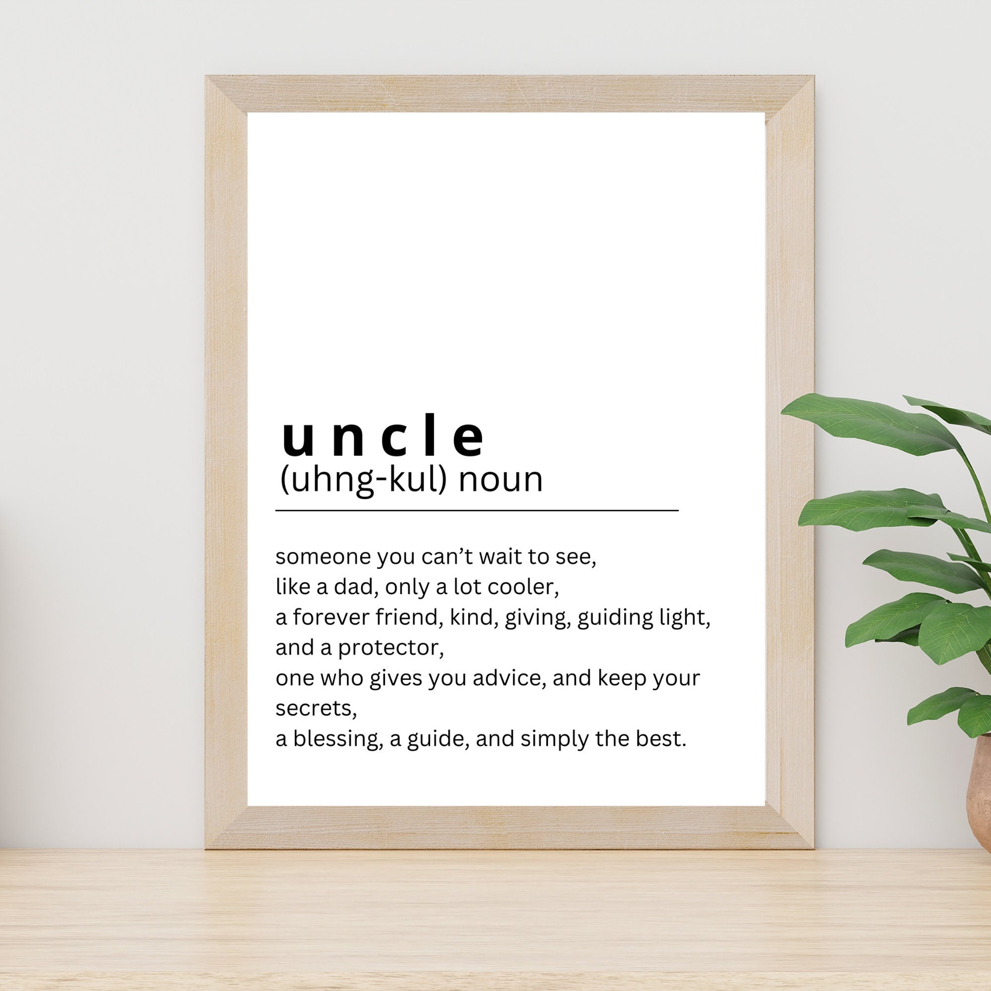 Uncle Definition Wall Art, Bedroom Decor, Uncle Print, Printable Decor ...