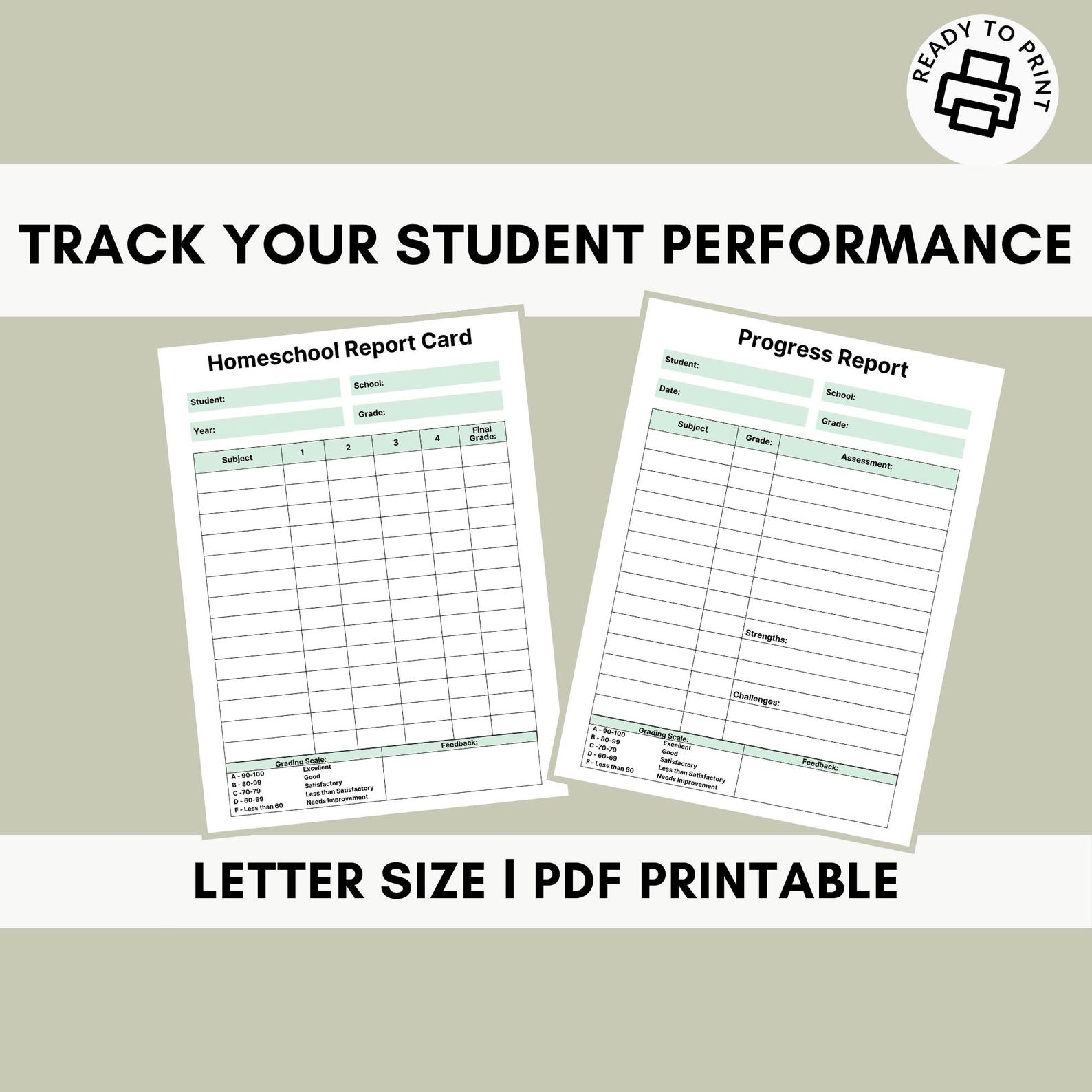 Homeschool Report Card, Homeschool Progress Report, Student Progress ...