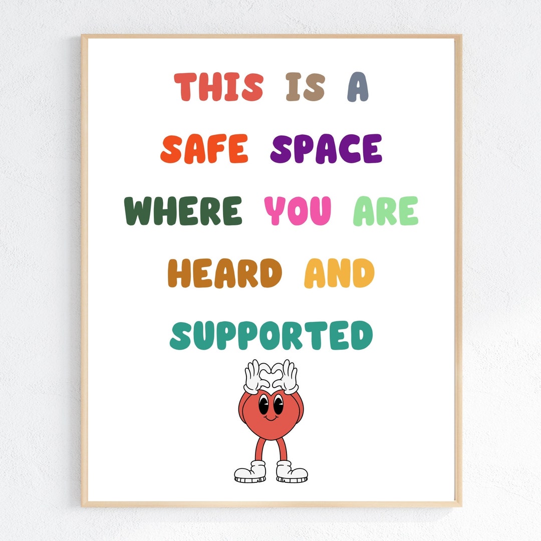 Therapy Office Poster, This is A Safe Space to Be Who You Are Poster ...