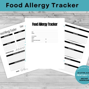 Food Allergy Tracker, Food Allergy Journal, Food Allergy Diary ...