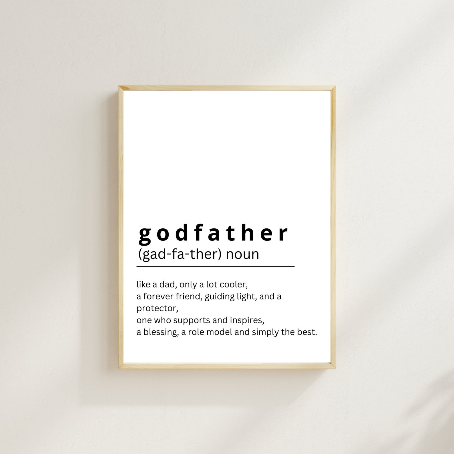 Godfather Definition Print, Godfather Poster, Gift for Godfather ...
