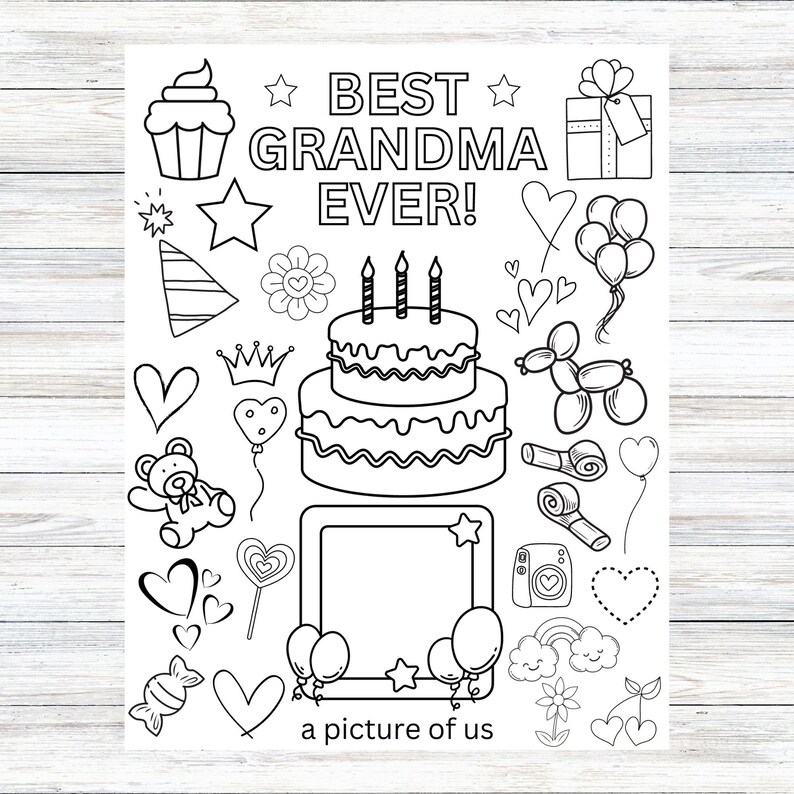 Happy Birthday Grandma Coloring Page, Grandma Birthday Gift, Best ...