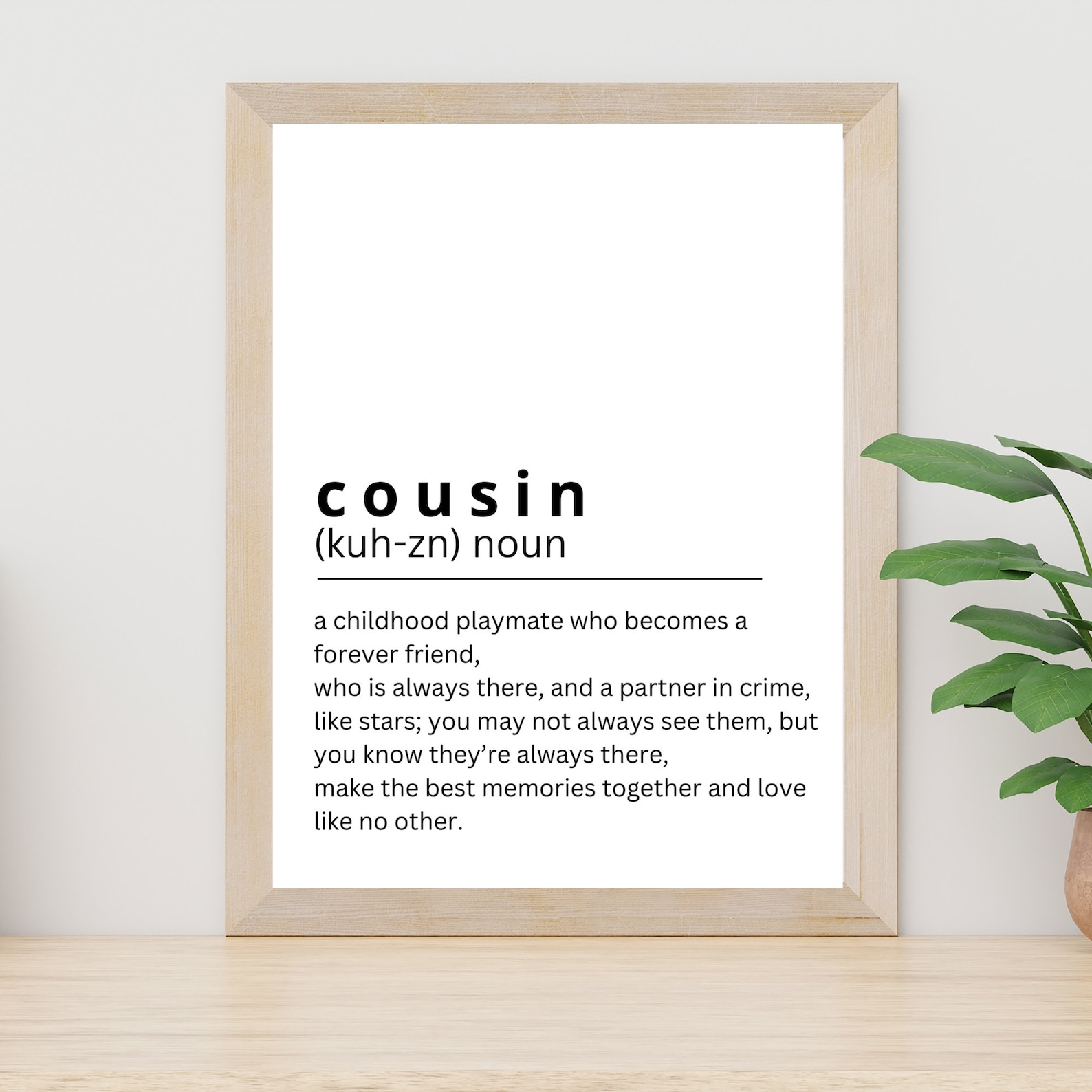 Cousin Definition Print, Cousin Definition Meaning Wall Art, Cousin ...