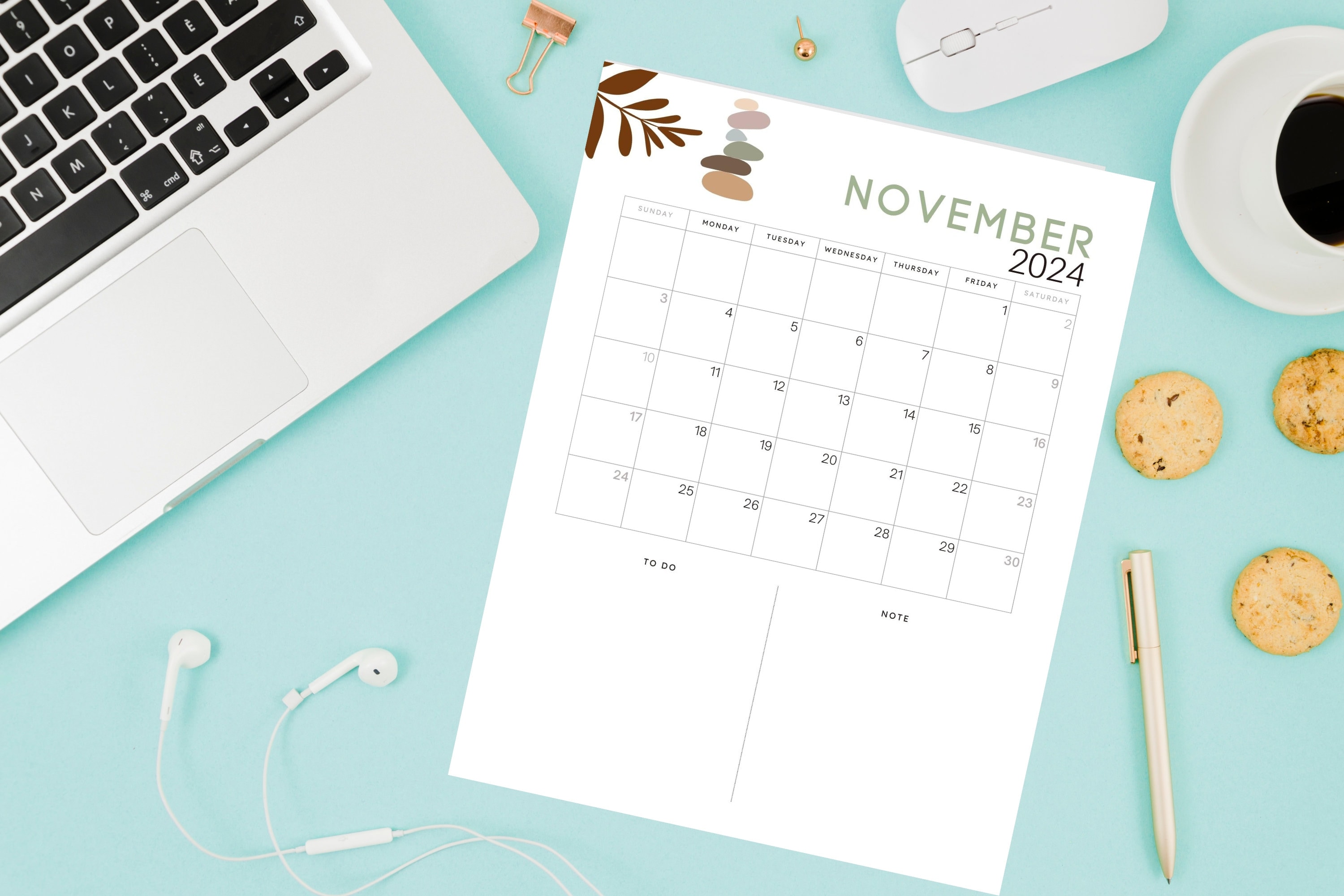 2024 Blank Printable Boho Style Calendar Printable Calendar - Etsy