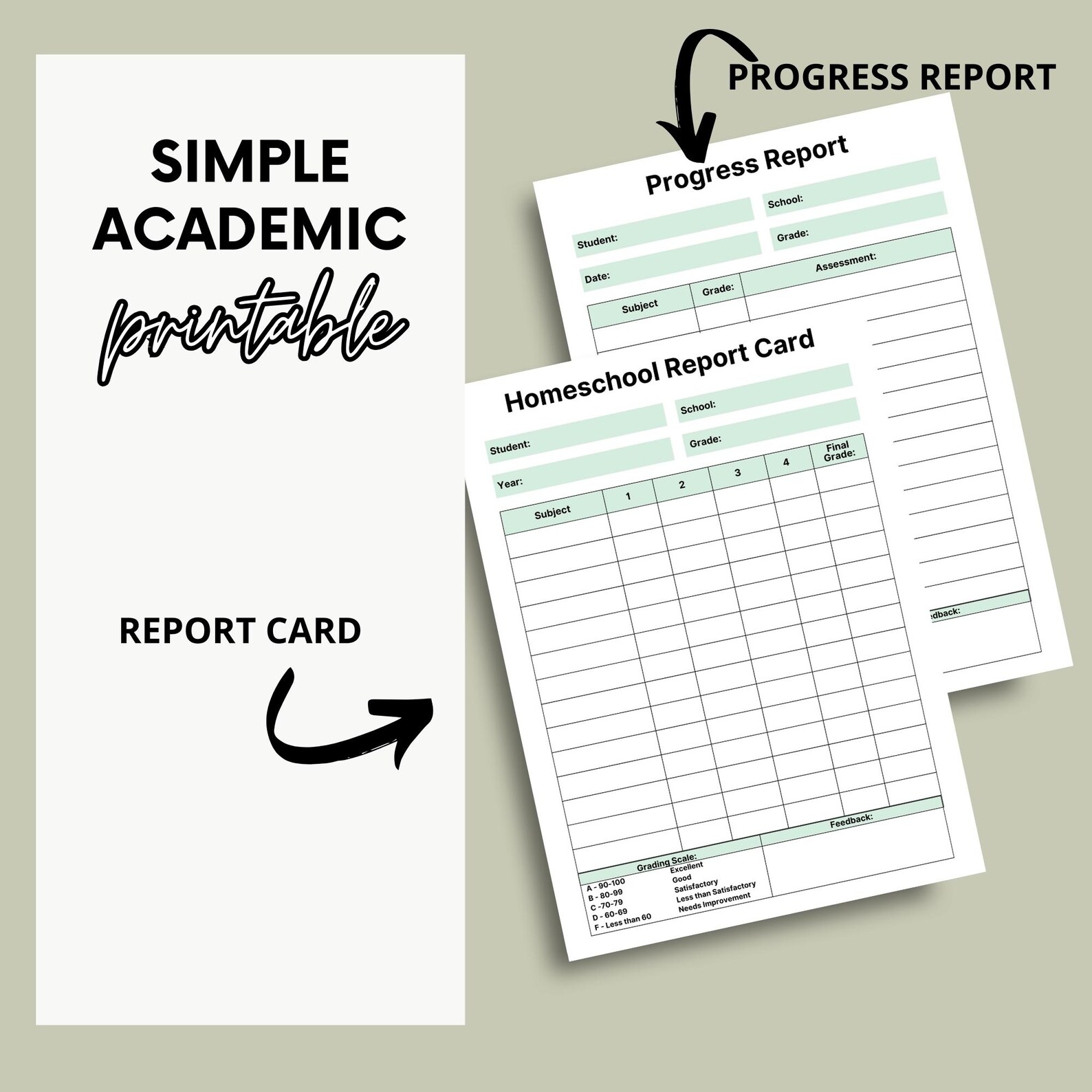 Homeschool Report Card, Homeschool Progress Report, Student Progress ...