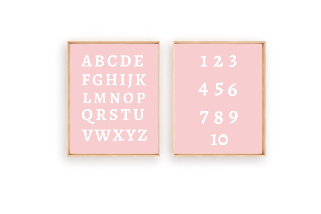 Alphabet Number Poster, Pink Alphabet Poster, Printable Educational Art ...