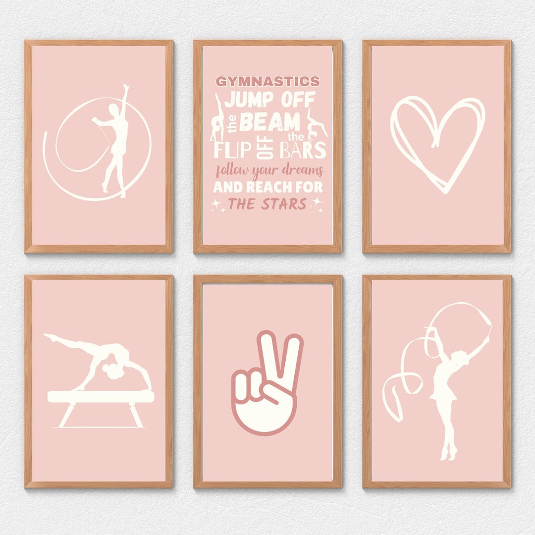 Gymnastics Print Set of 6, Gymnast Poster, Gymnastics Wall Art, Gymnast ...