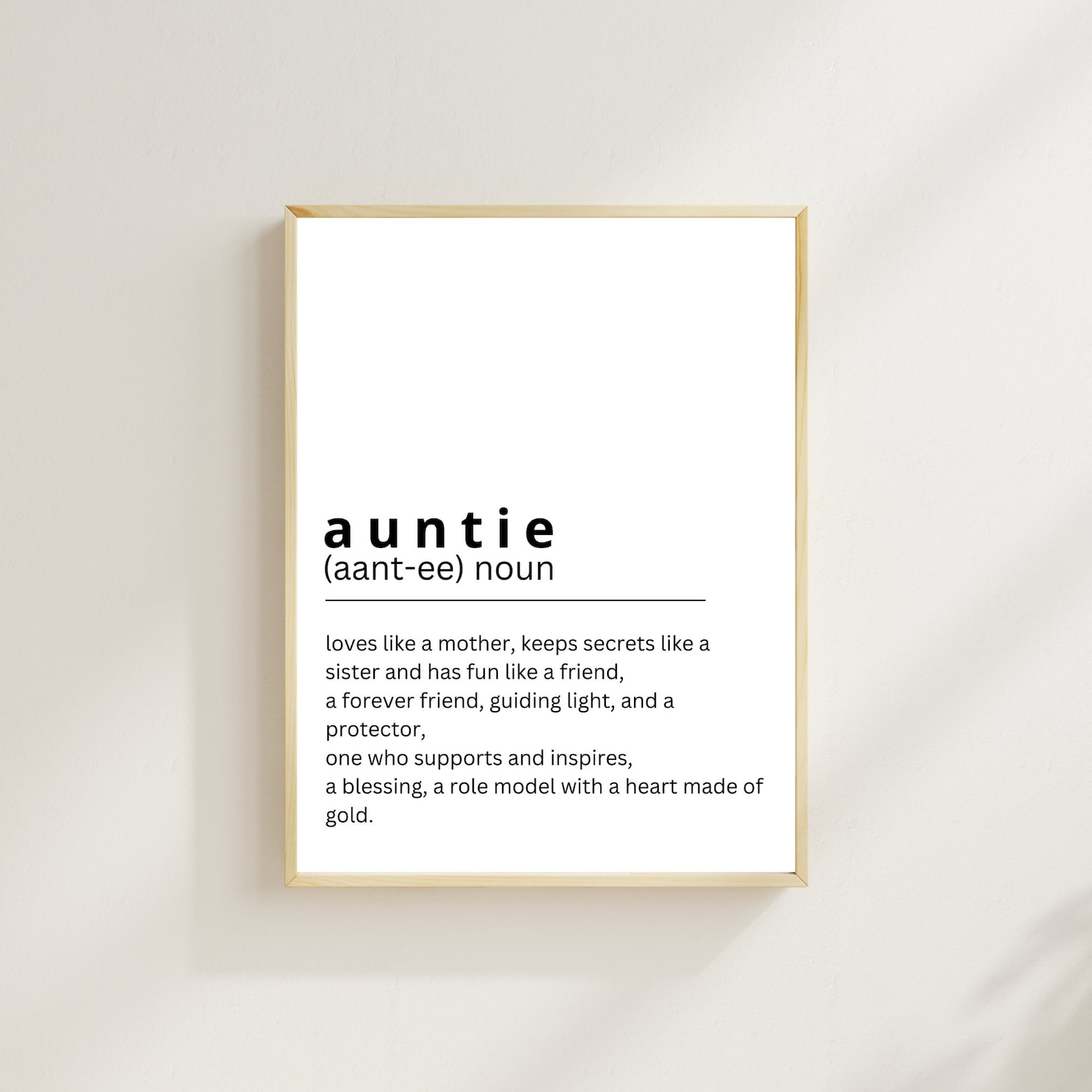 Auntie Definition Wall Art, Aunt Poster, Aunt Definition Meaning, Gift ...