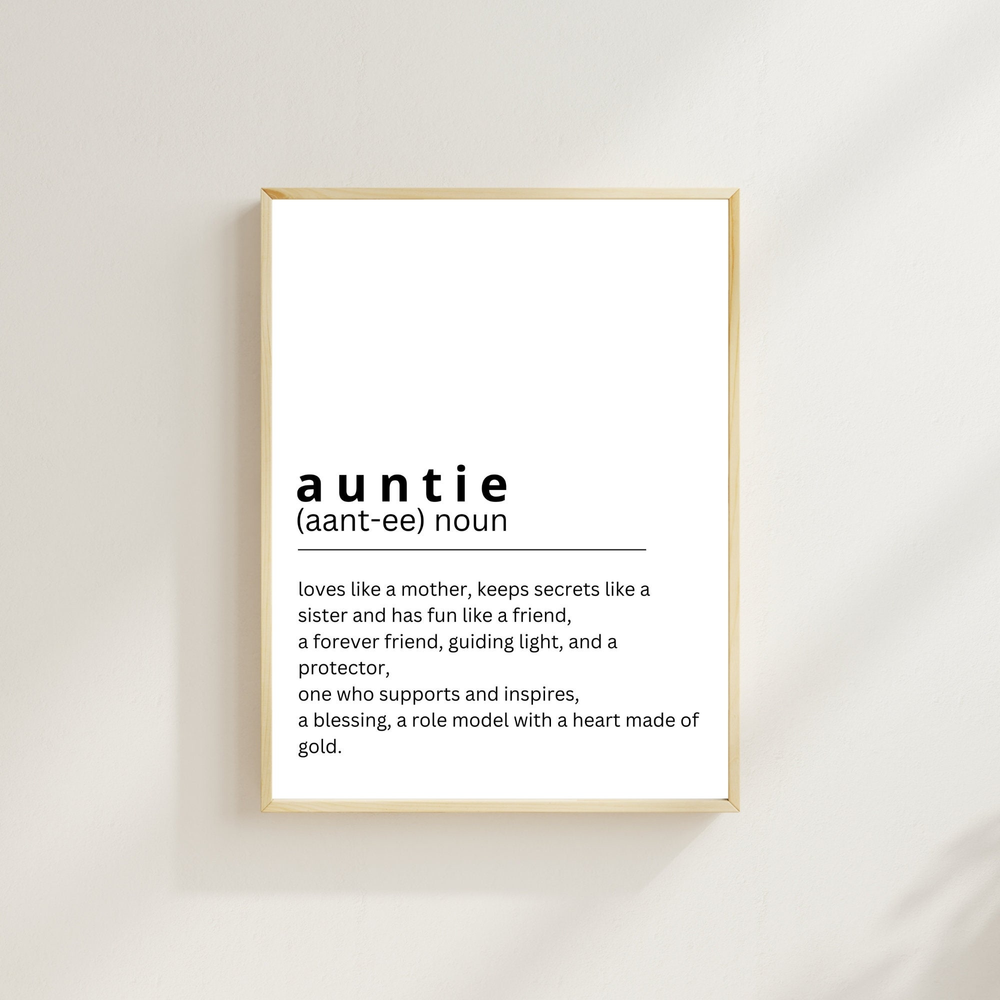 Auntie Definition Wall Art, Aunt Poster, Aunt Definition Meaning, Gift ...