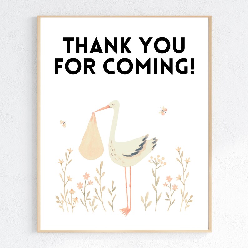 Thank You for Coming Baby Shower Sign, Stork Printable Decor (PDF) - Etsy