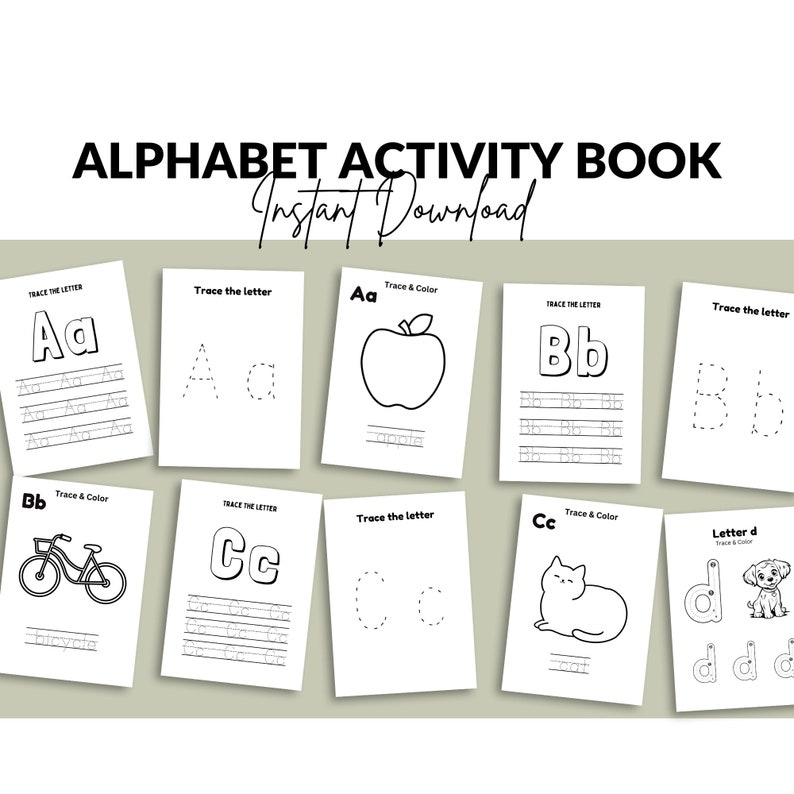 Alphabet Tracing Worksheets A-Z, ABC Tracing Workbook, Homeschool ...