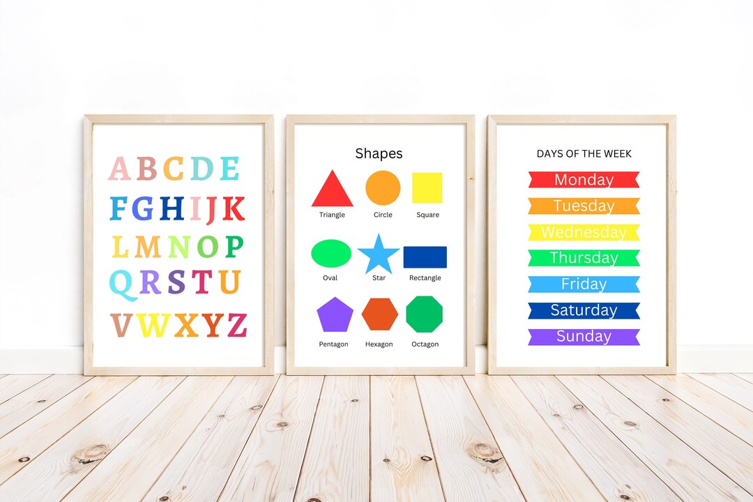 Homeschool Educational Posters Set, Rainbow Classroom Decor, ABC Poster ...