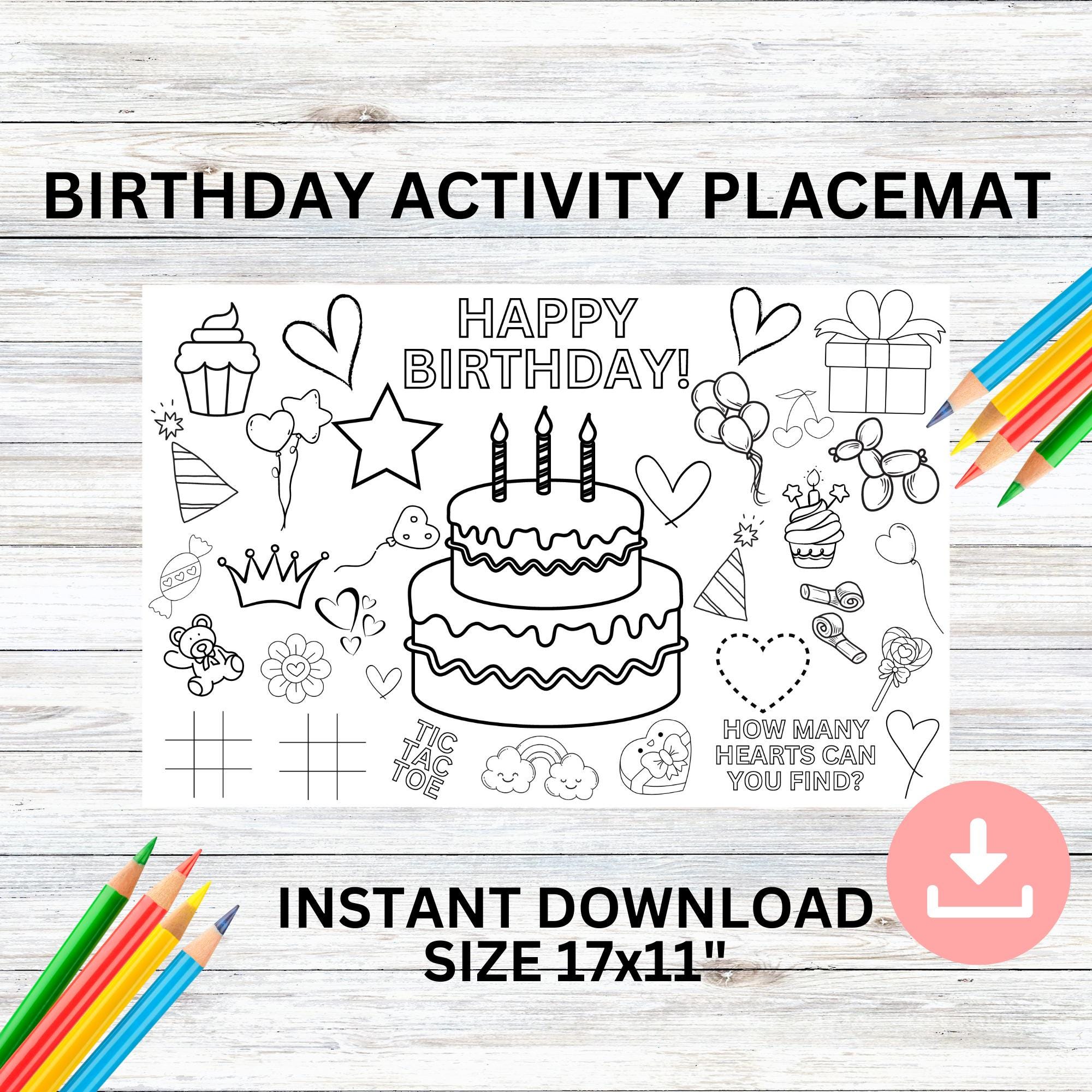 Birthday Coloring Page, Birthday Coloring, Birthday Party Activity ...