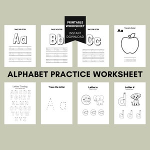 Alphabet Tracing Worksheets A-Z, ABC Tracing Workbook, Homeschool ...