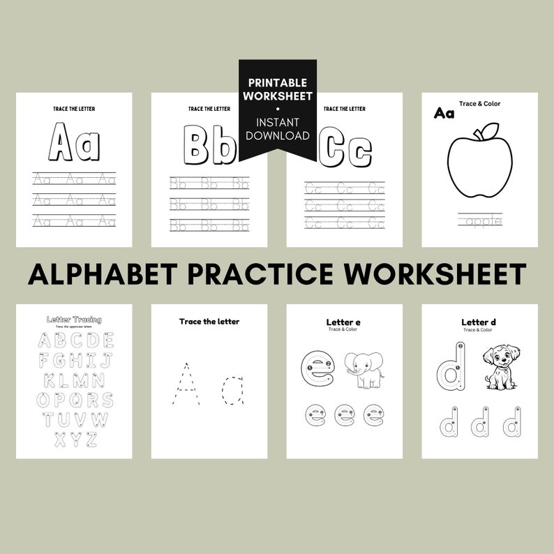 Alphabet Tracing Worksheets A-Z, ABC Tracing Workbook, Homeschool ...