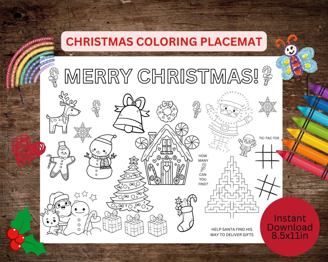 Christmas Activity Placemat Coloring Page, Christmas Coloring Placemat ...