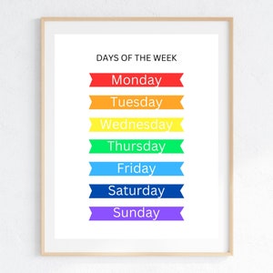 Days of the Week Printable, Classroom Poster, Homeschooling Educational ...