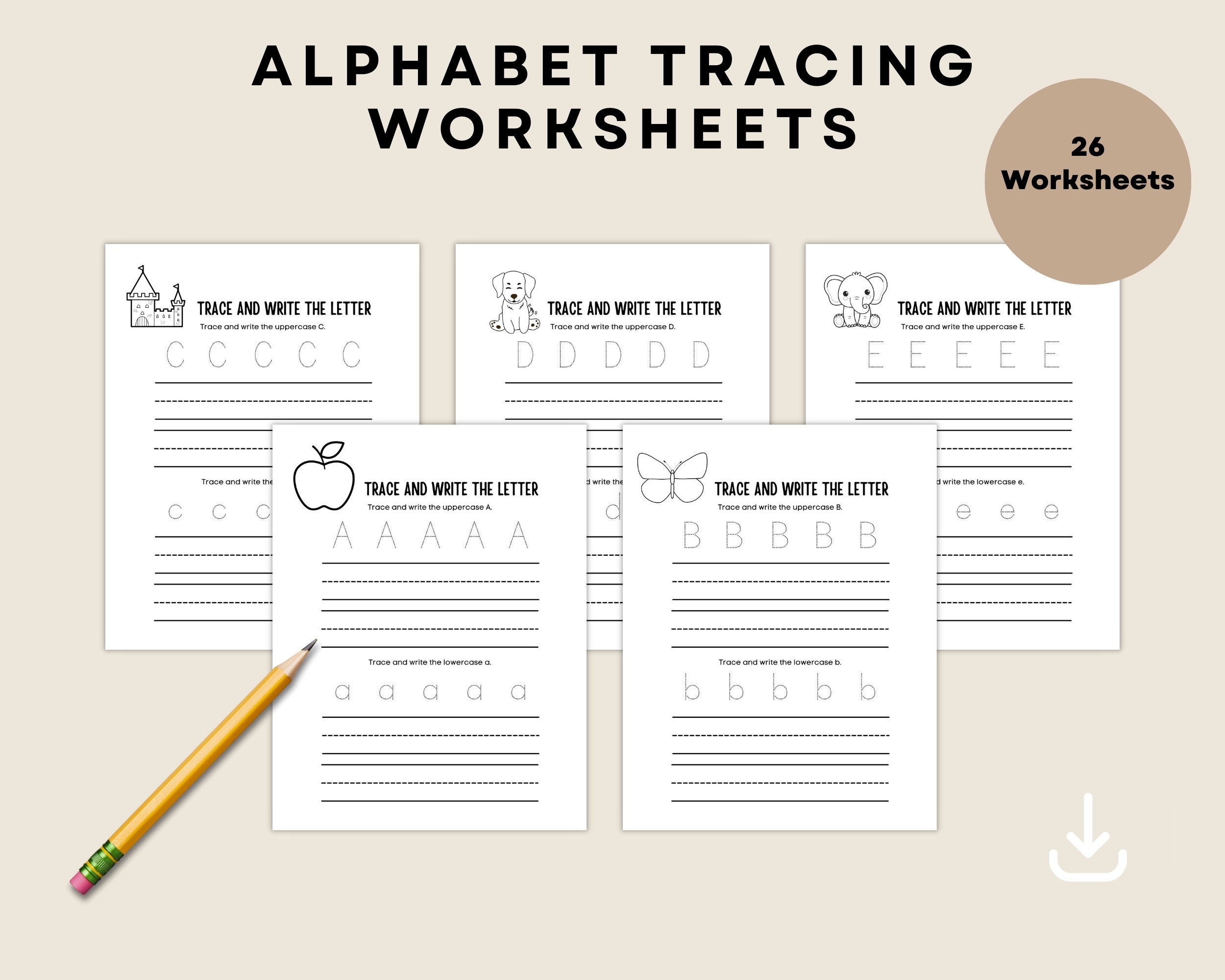 Alphabet Tracing Worksheets A-Z ABC Tracing Workbook - Etsy
