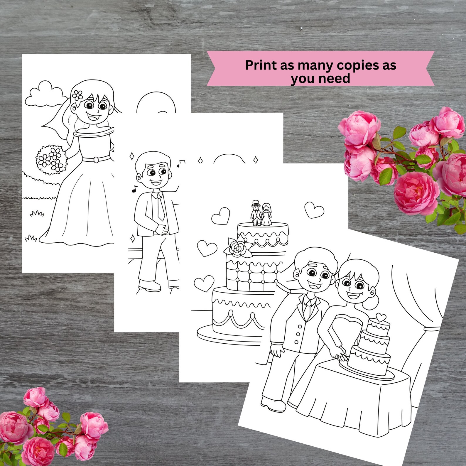 Wedding Coloring Pages, Kids Coloring Pages for Weddings, Children ...
