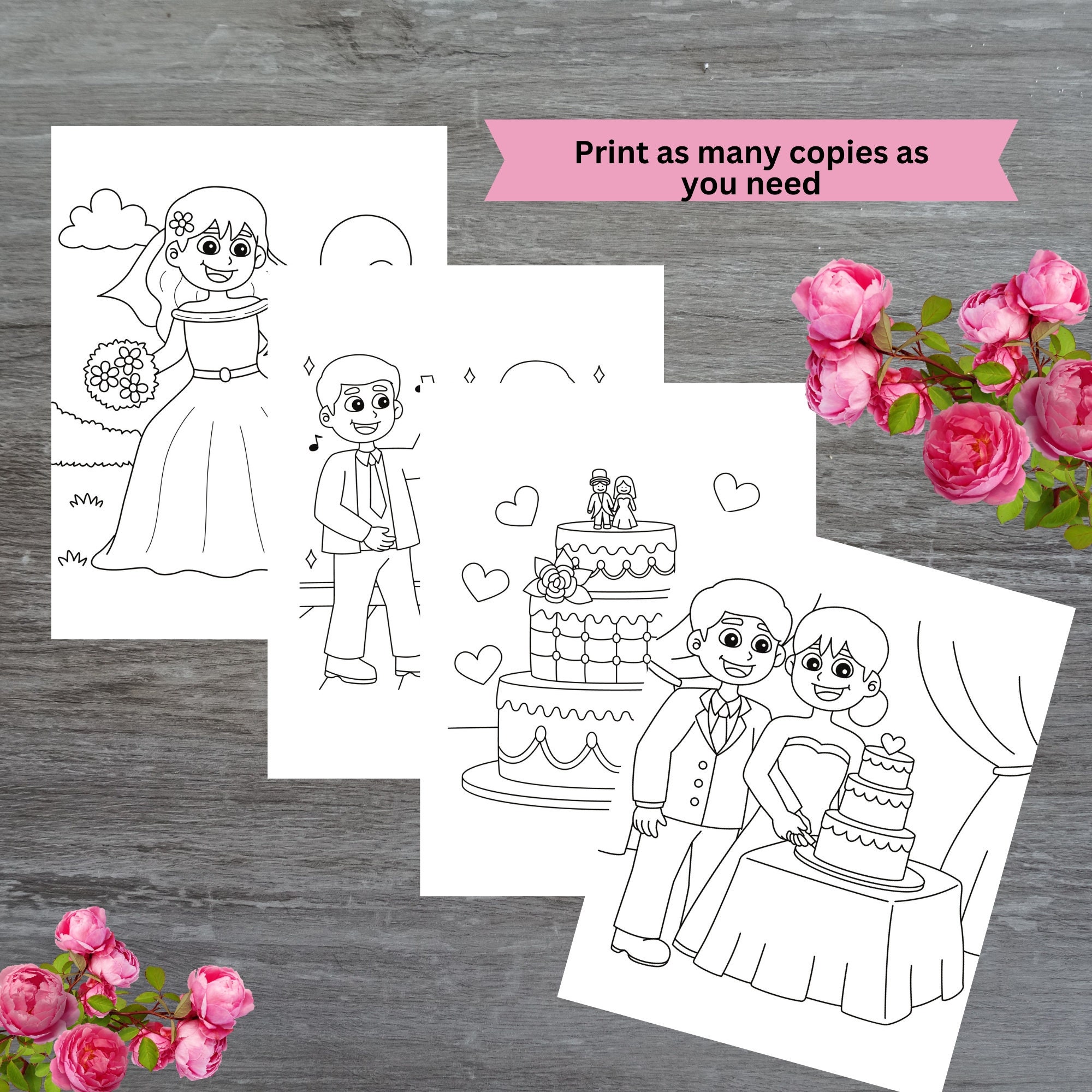 Wedding Coloring Pages, Kids Coloring Pages for Weddings, Children ...