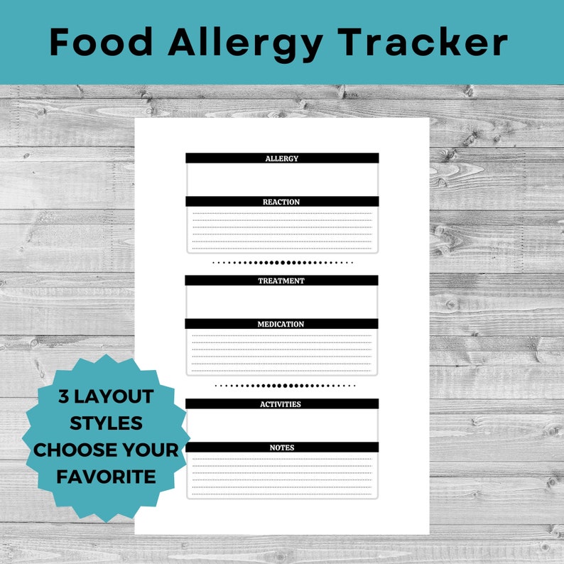 Printable Food Allergy Tracker, Symptom Diary (PDF) - Etsy