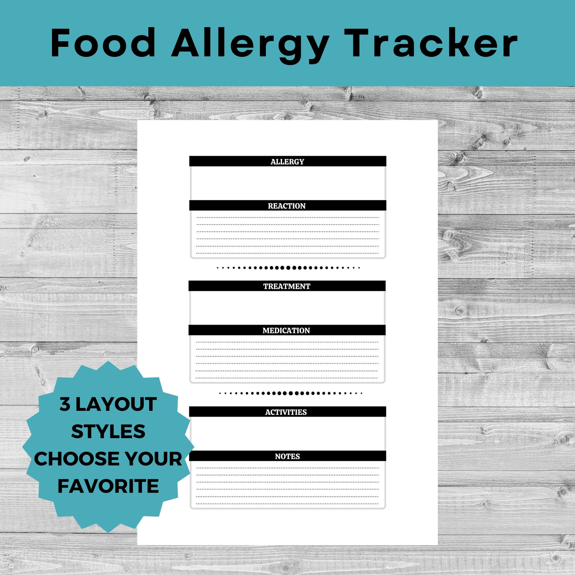 Food Allergy Tracker, Food Allergy Journal, Food Allergy Diary ...