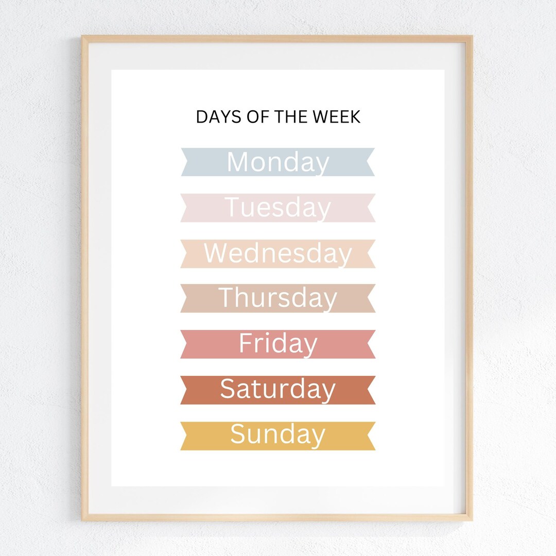 Boho Rainbow Days of the Weeks Poster, Boho Homeschool Decor, Printable ...