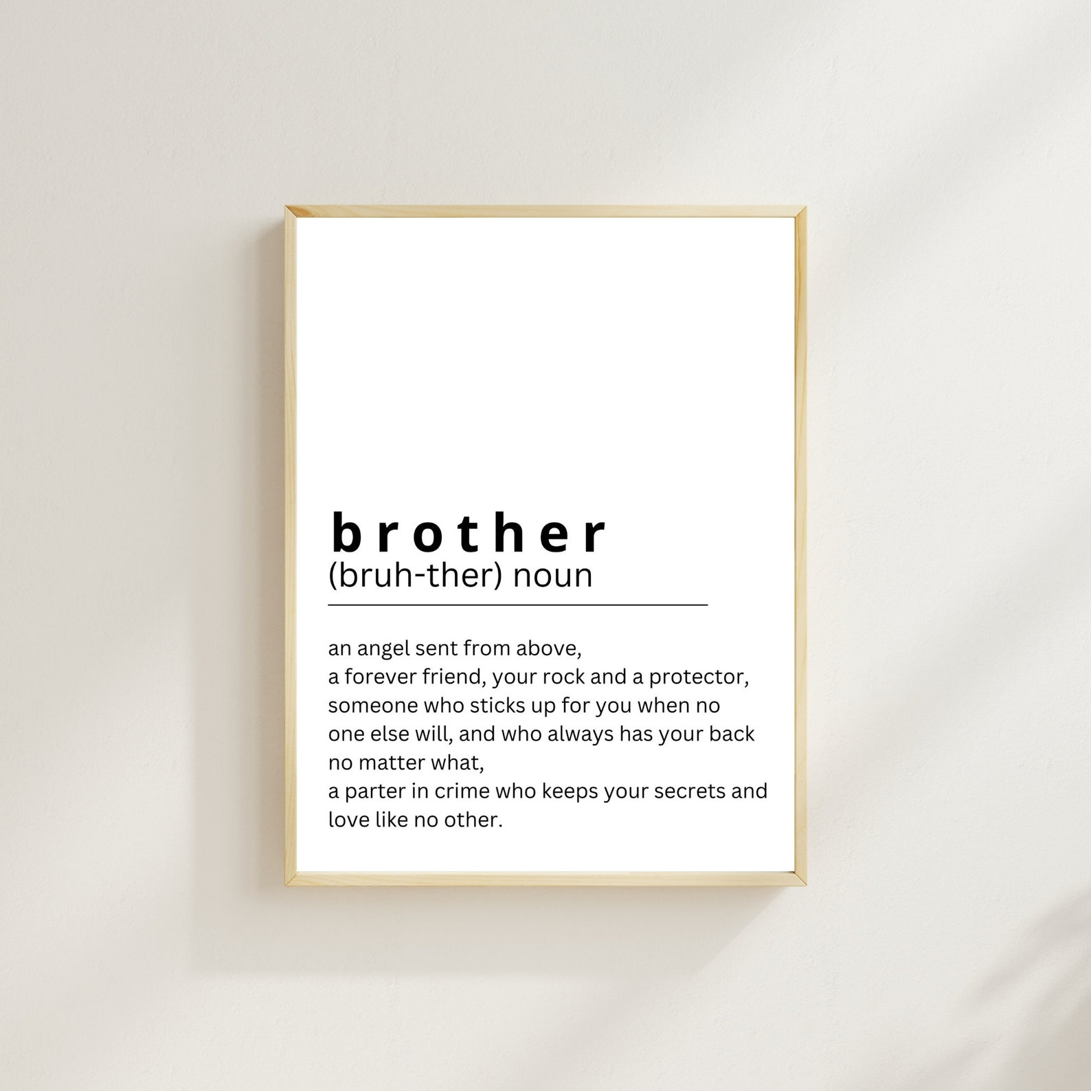 Brother Definition Wall Art, Boys Room Decor, Brother Print, Printable ...