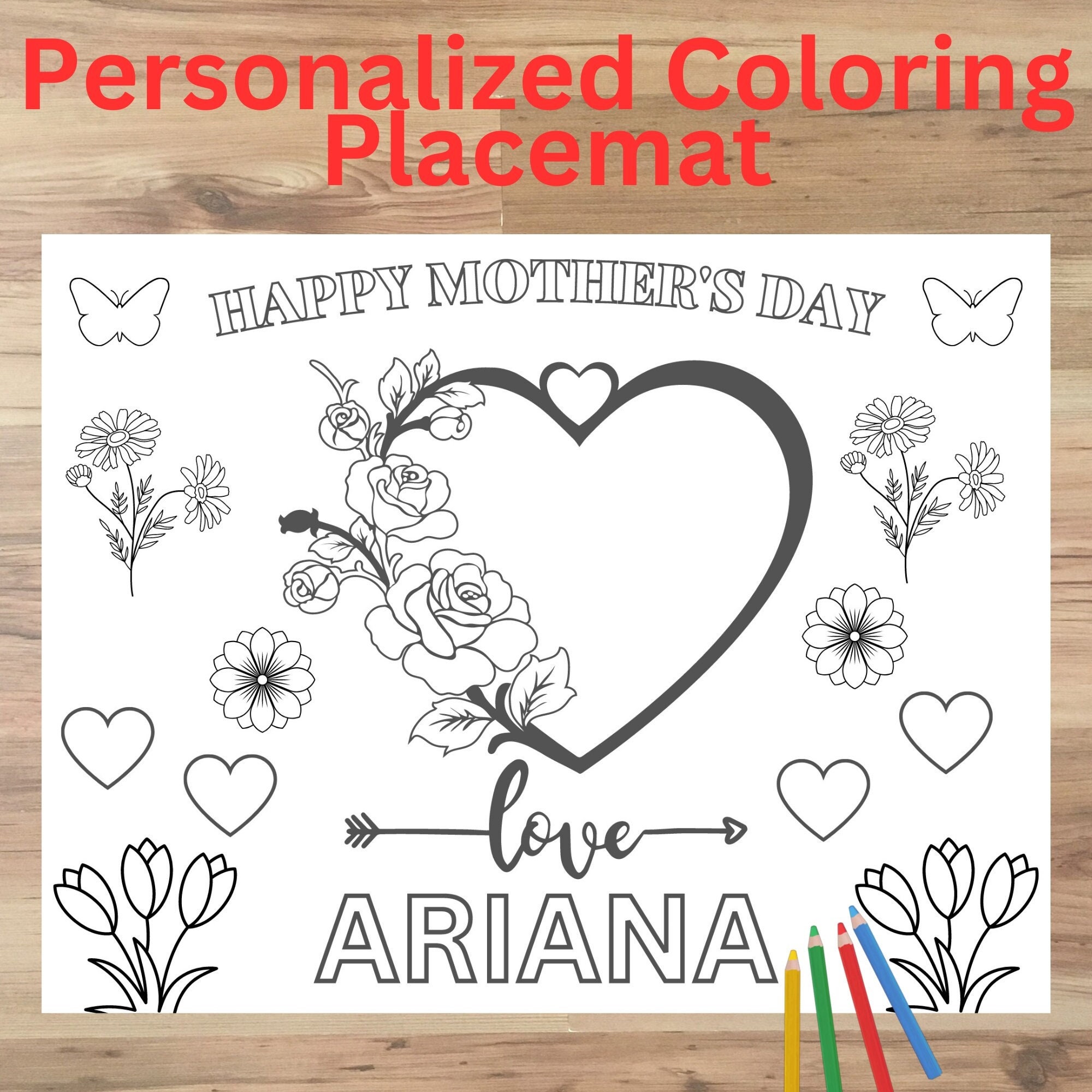 Personalized Mother's Day Activity Placemat, Printable Placemat ...