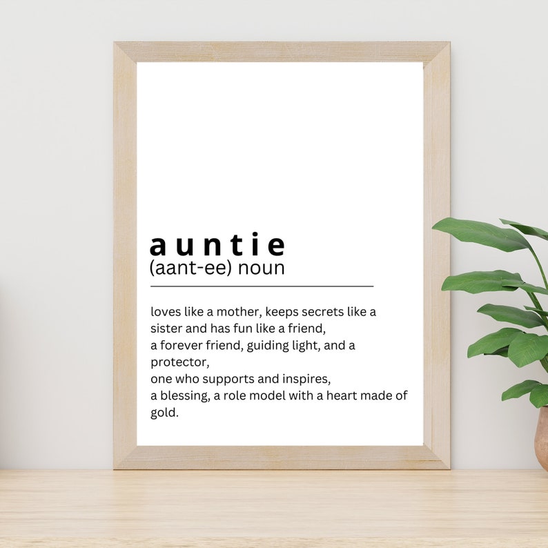 Auntie Definition Wall Art, Aunt Poster, Aunt Definition Meaning, Gift ...