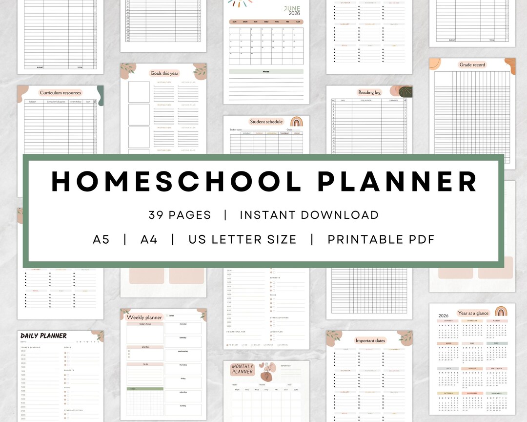 Homeschool Planner Bundle, Minimalist Lesson Planner (PDF) - Etsy