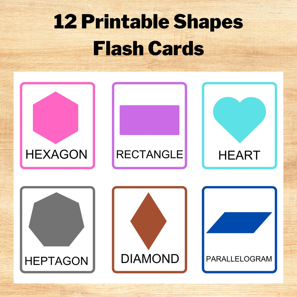 12 Printable Shape Flashcards, Montessori School Toy, Gift for ...