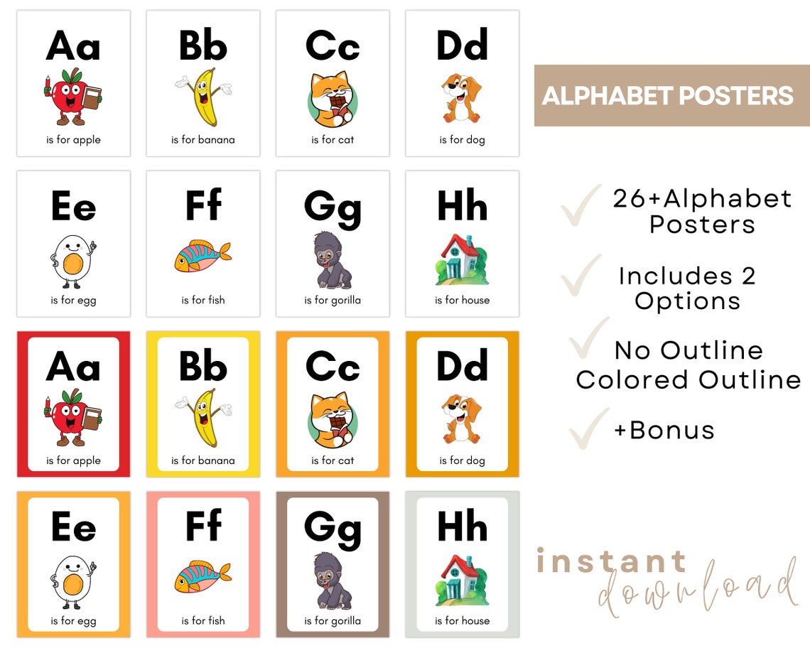Alphabet Posters, Homeschool Posters, Classroom Posters, Homeschool ...