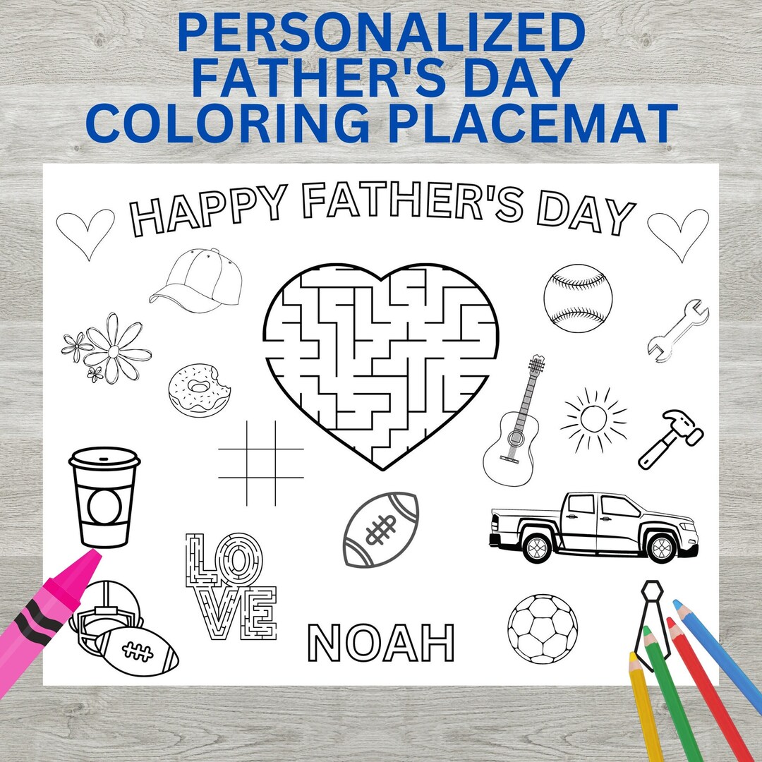 Personalized Father's Day Activity Placemat, Printable Placemat ...