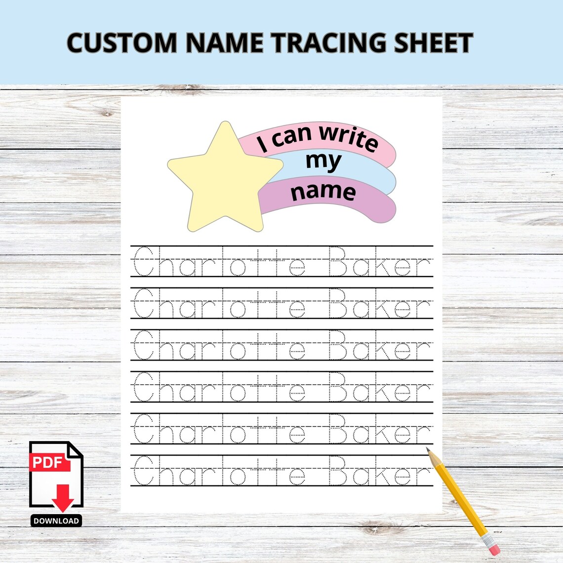 Custom Name Tracing Sheet, Homeschool Worksheet, Personalized Name ...