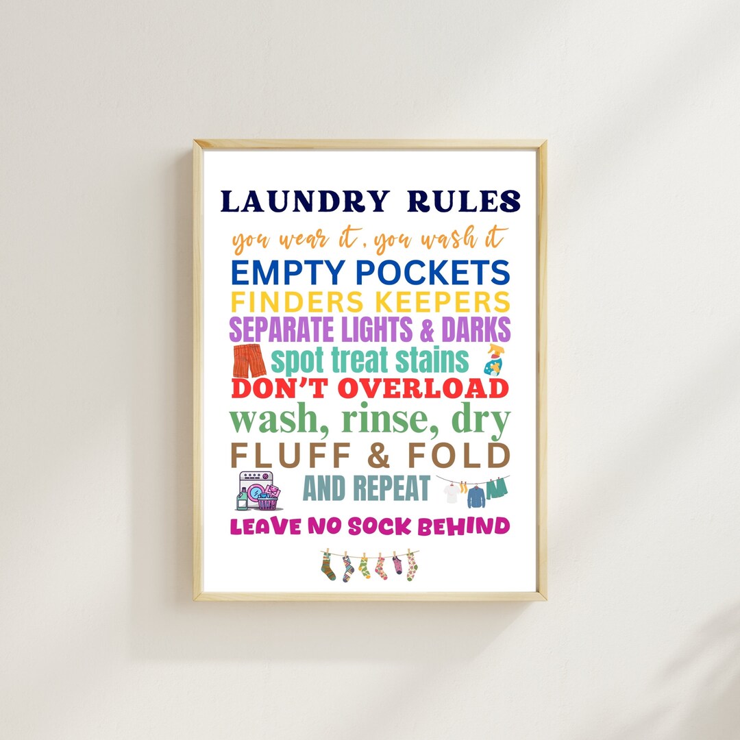 Laundry Rules Sign, Family Sign, Laundry Room Rules Sign, Family Rules ...