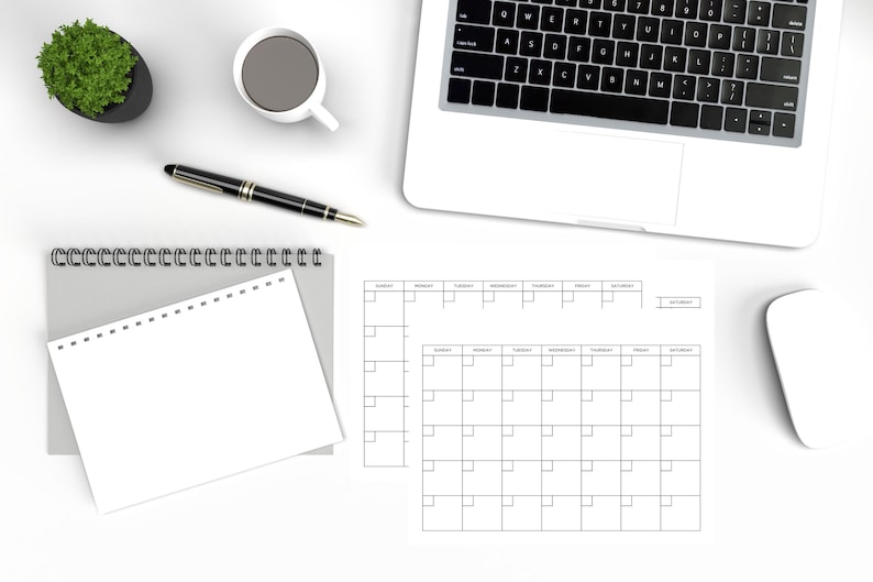 Blank Monthly Calendar Printable, Minimalist Planner (PDF Download) - Etsy